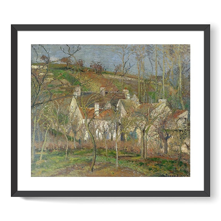 Les toits rouges, coin de village, effet d'hiver (affiches d'art ...