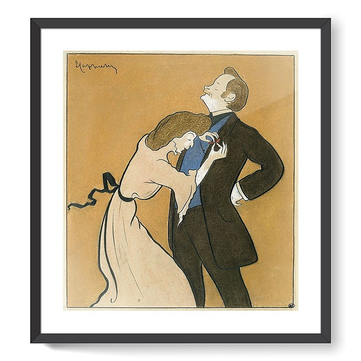 Portrait of Mrs. Simone decorating her husband the actor the Bargy ...