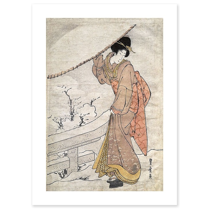 Femme au parapluie dans la neige, 1773-1828 (canvas without frame ...