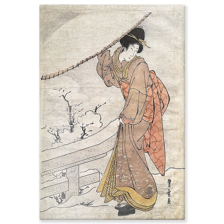 Femme au parapluie dans la neige, 1773-1828 (aluminium panels ...