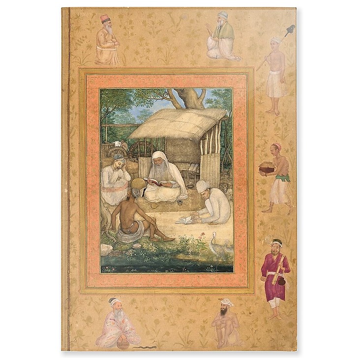 Saint homme et ses disciples étudiant un texte sacré (acrylic panels ...
